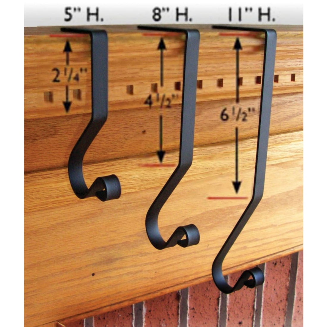 Wrought Iron Metal 11in Christmas Stocking Hanger Fireplace Mantel Hook