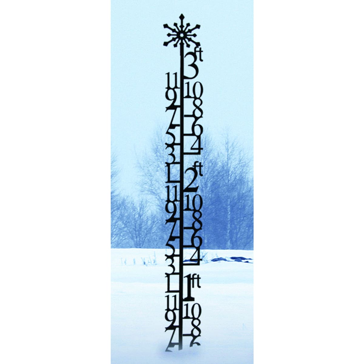 Wrought Iron 3 ft Snowflake Snow Gauge Yard Stake