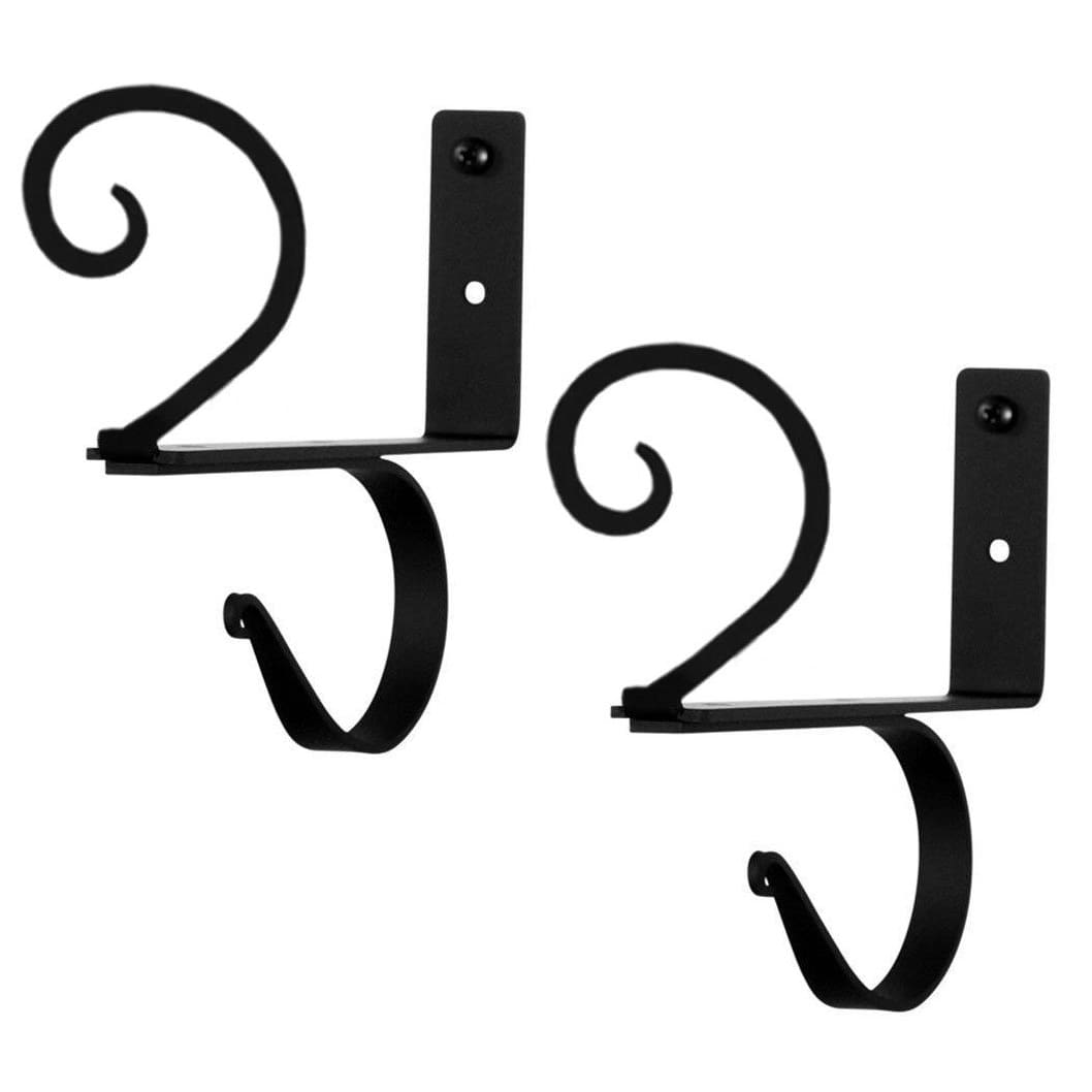 Wrought Iron Curl Curtain Rod & Shelf Brackets Set