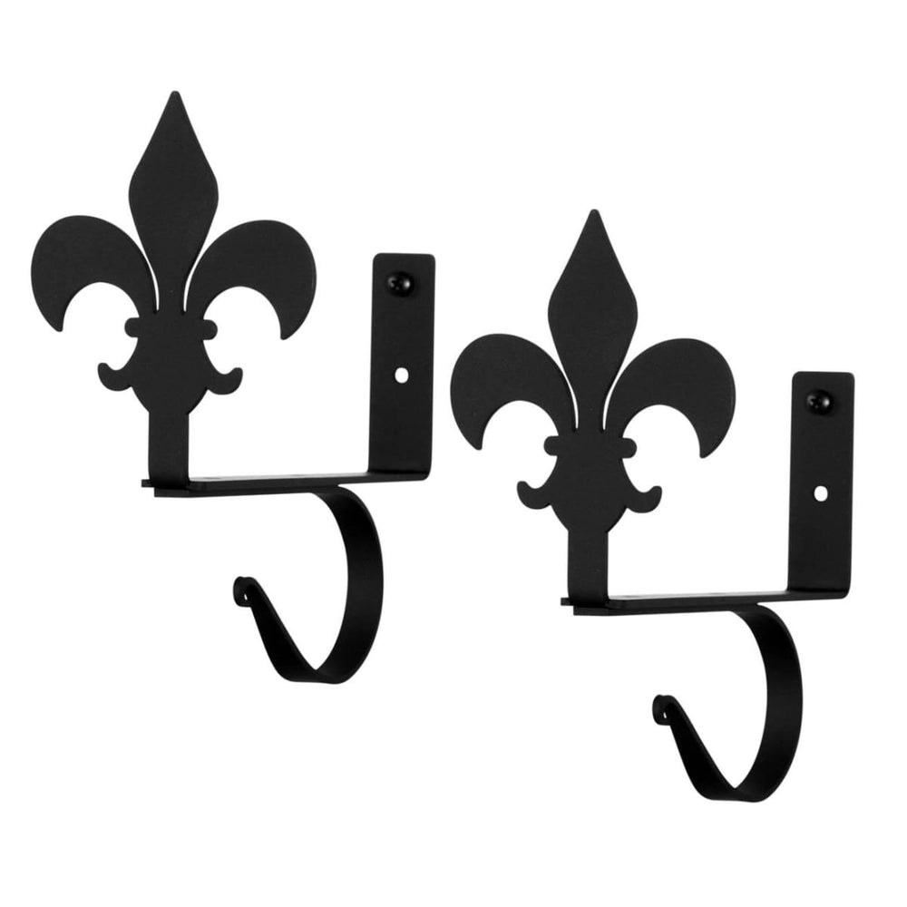 Wrought Iron Fleur-de-lis Curtain Rod & Shelf Brackets Set