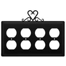 Wrought Iron Heart Quad Outlet Cover