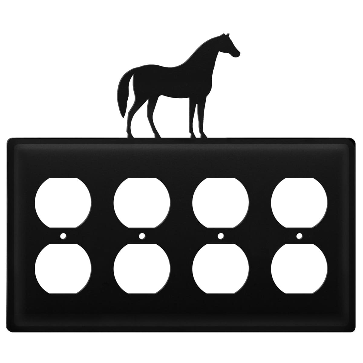 Wrought Iron Horse Quad Outlet Cover