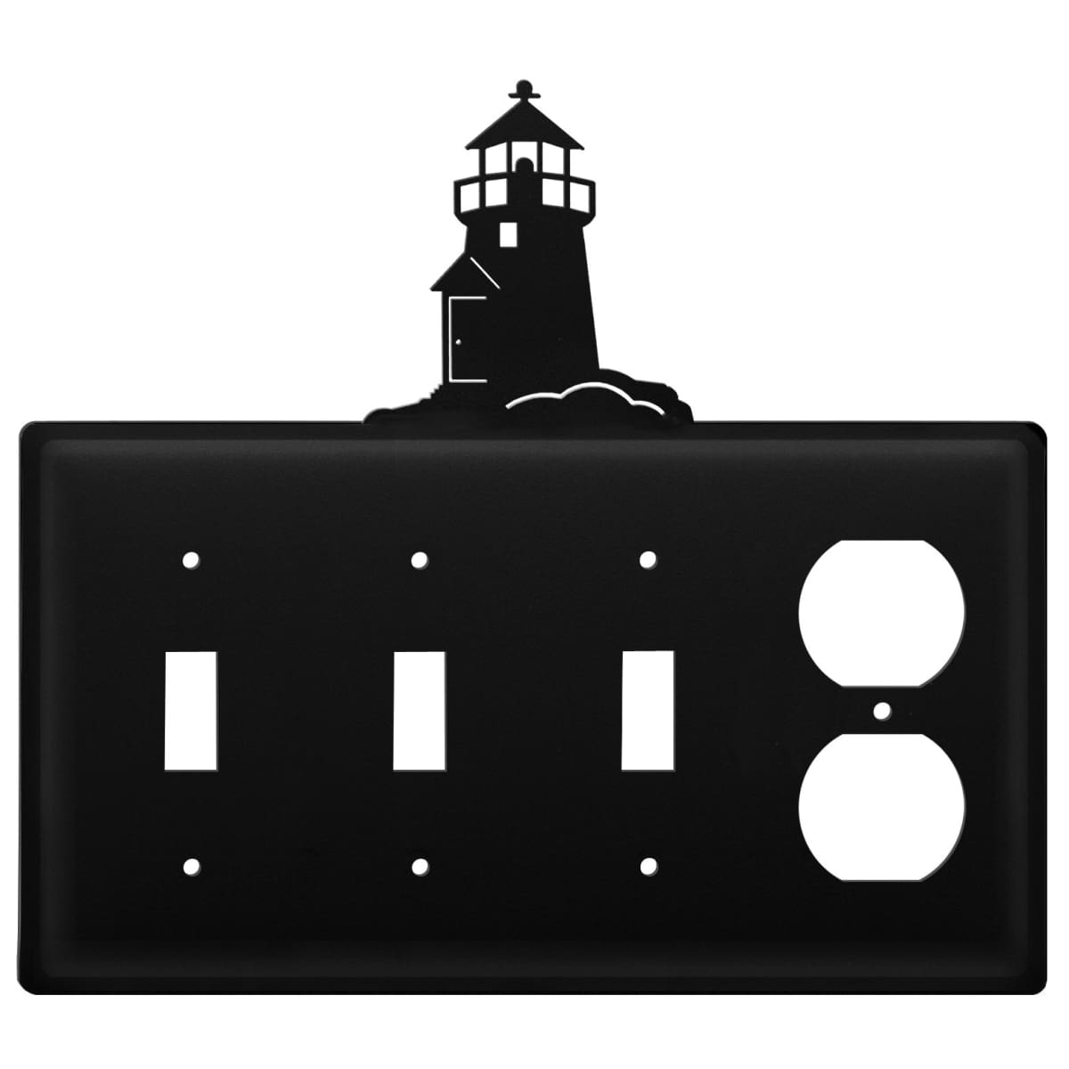 Wrought Iron Metal Lighthouse Triple Switch & Single Outlet