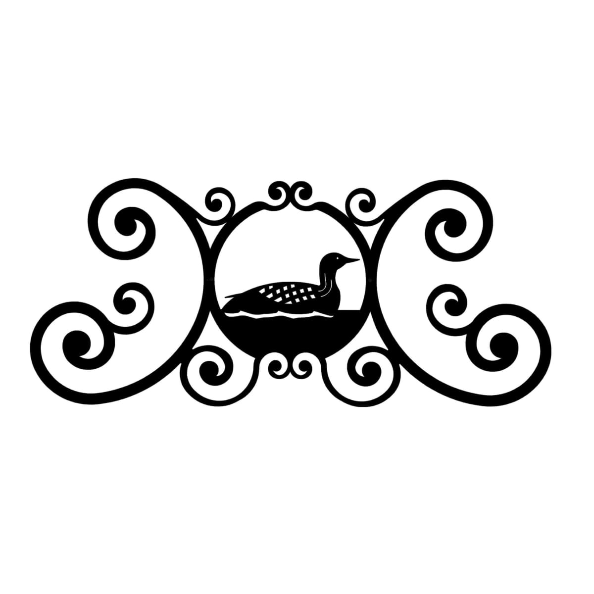 Wrought Iron Loon Over Door Plaque 24 Inches