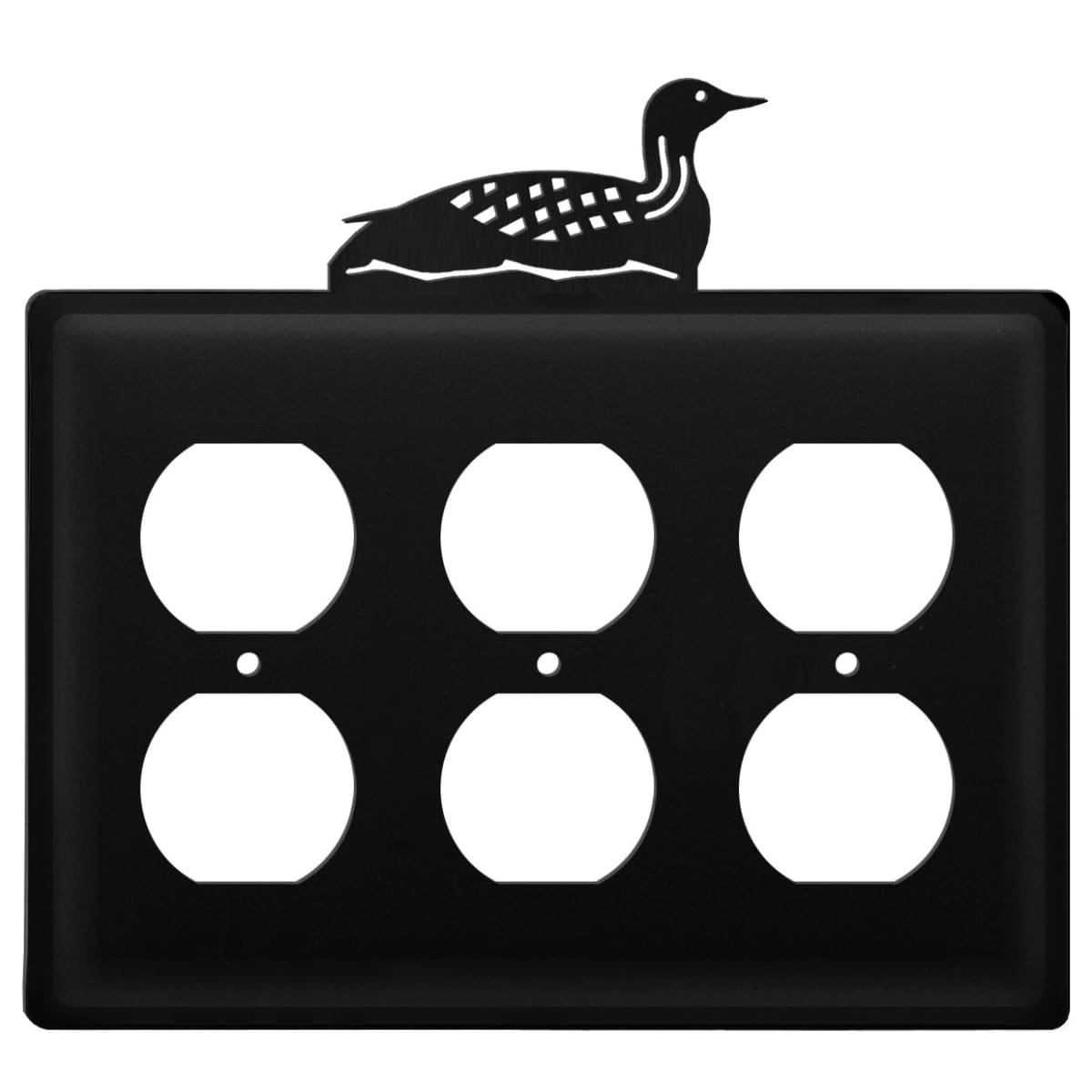 Wrought Iron Loon Triple Outlet Cover