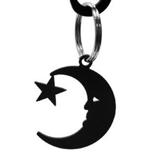 Wrought Iron Moon & Star Keychain Key Ring