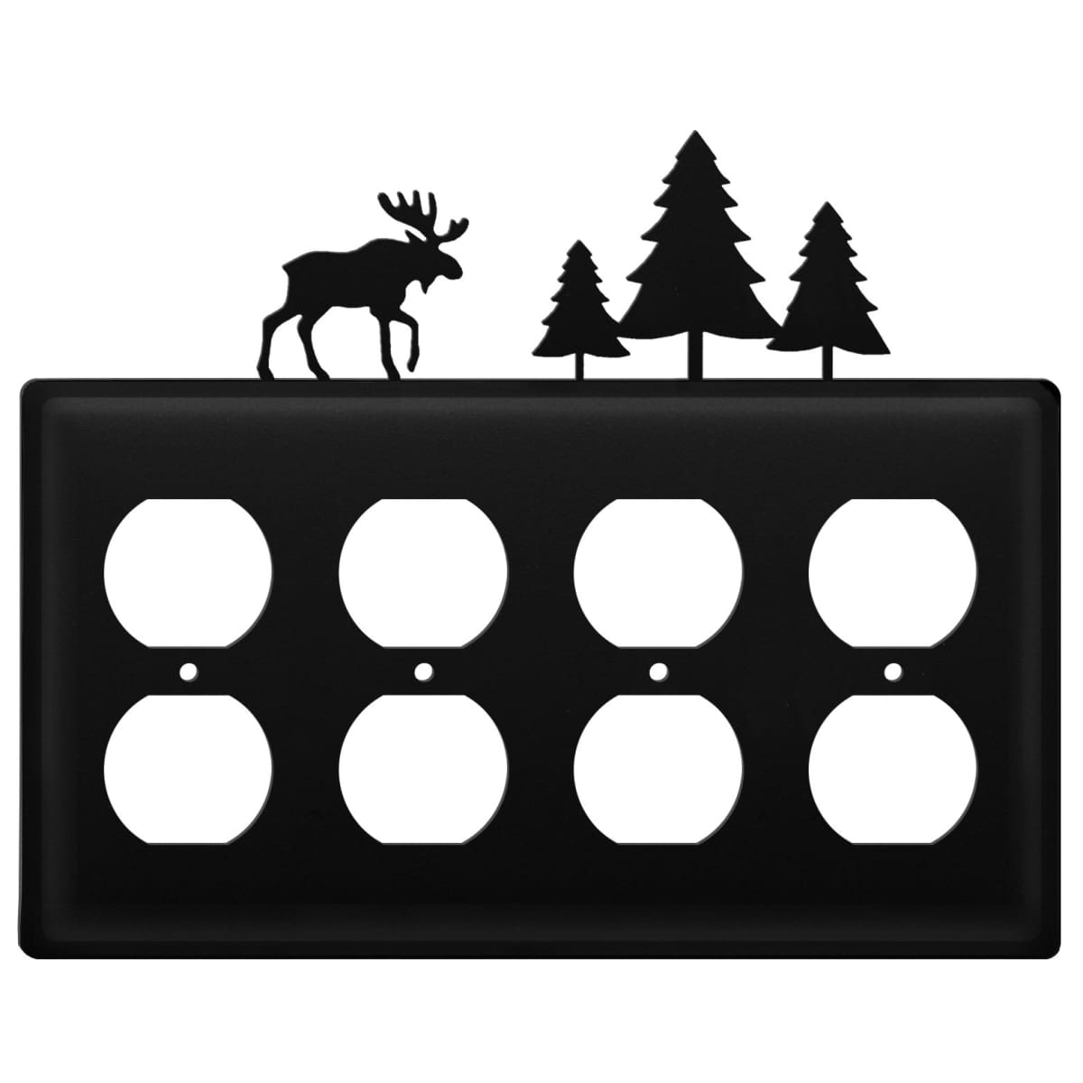 Wrought Iron Moose Pine Trees Quad Outlet Cover