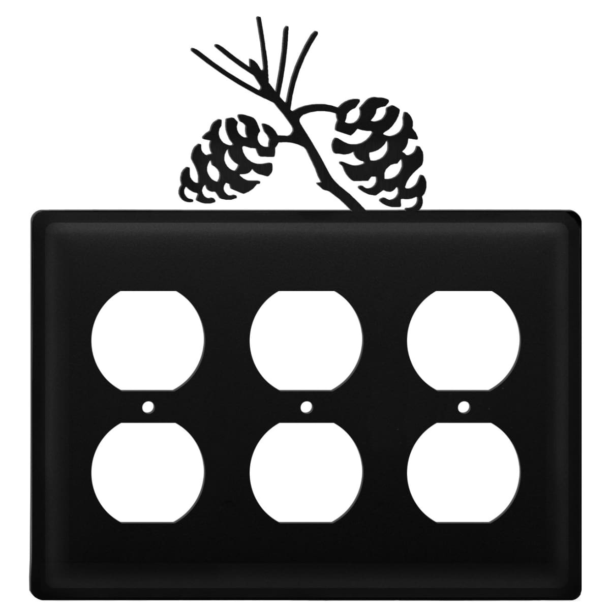 Wrought Iron Metal Pine Cone Triple Outlet Cover