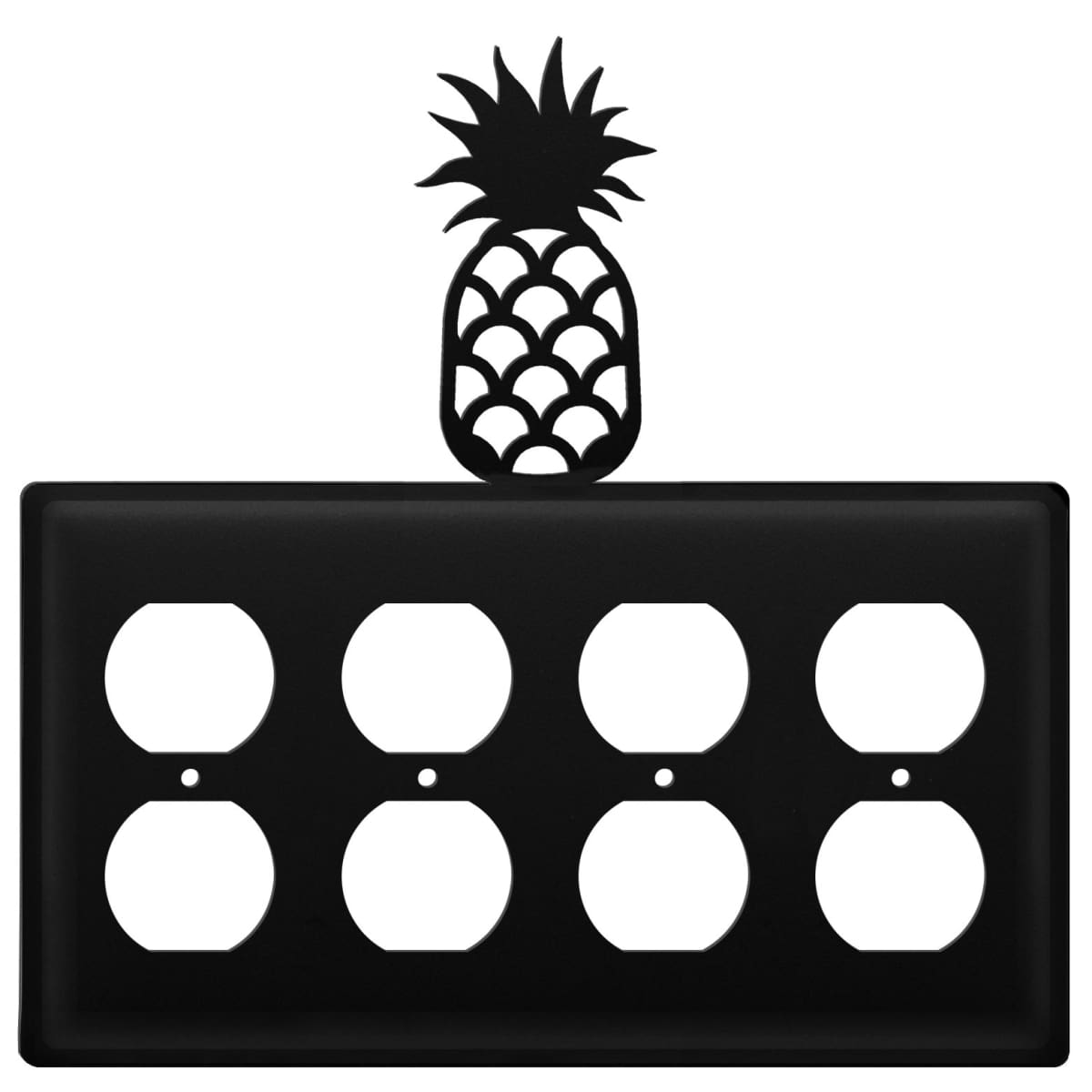 Pineapple Quad Outlet Cover - Wrought Iron | Durable USA Made