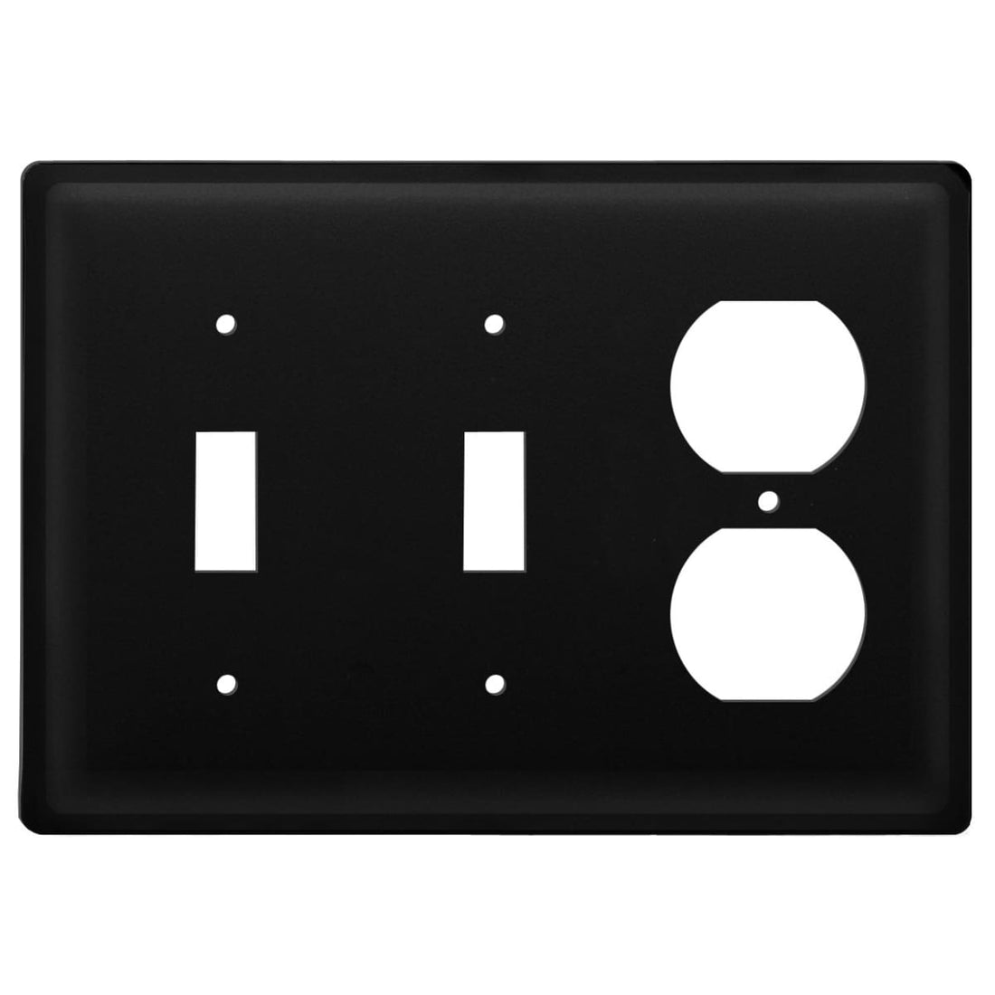 Wrought Iron Metal Plain Double Switch & Single Outlet Cover