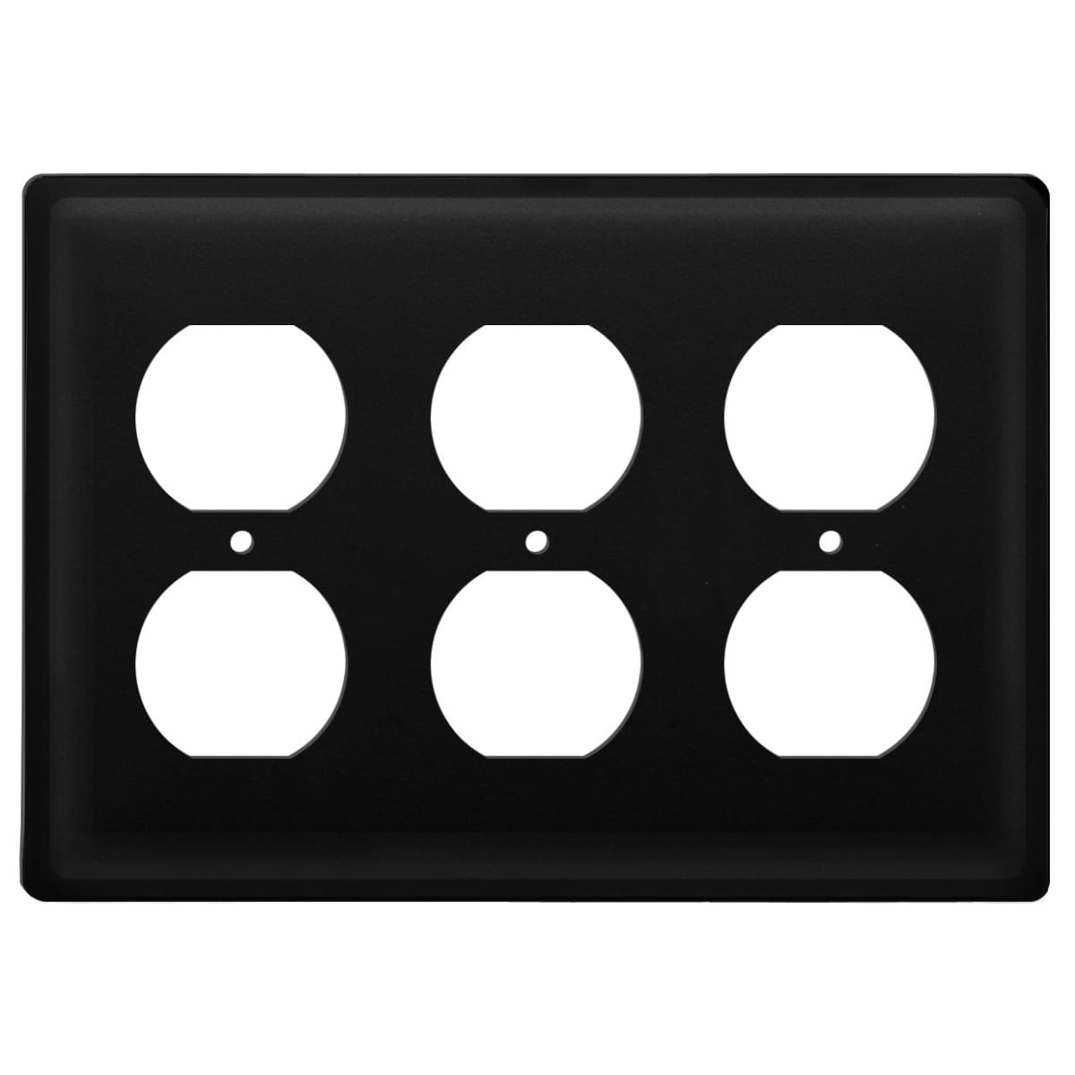 Triple Outlet Cover - Wrought Iron Metal | Flat Black