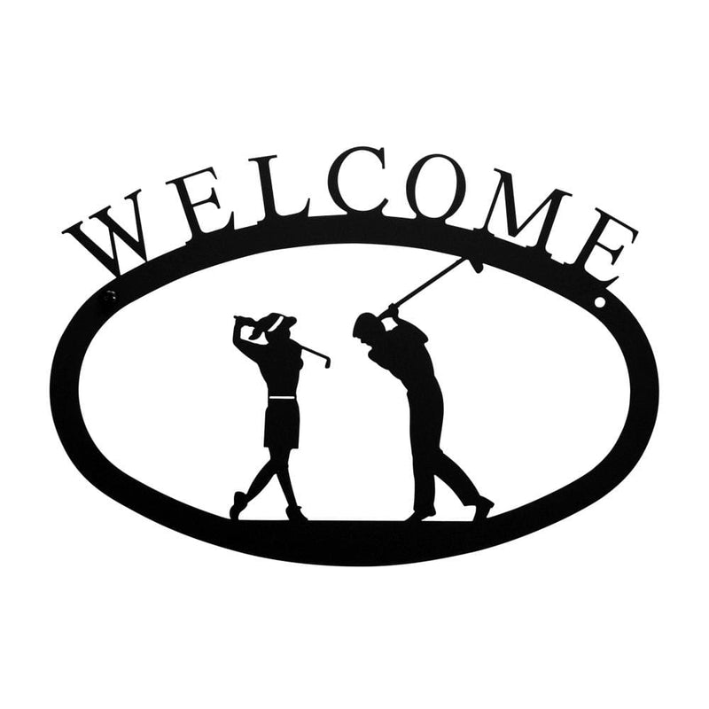 Wrought Iron Metal Small Golf Couple Welcome Home Sign Small