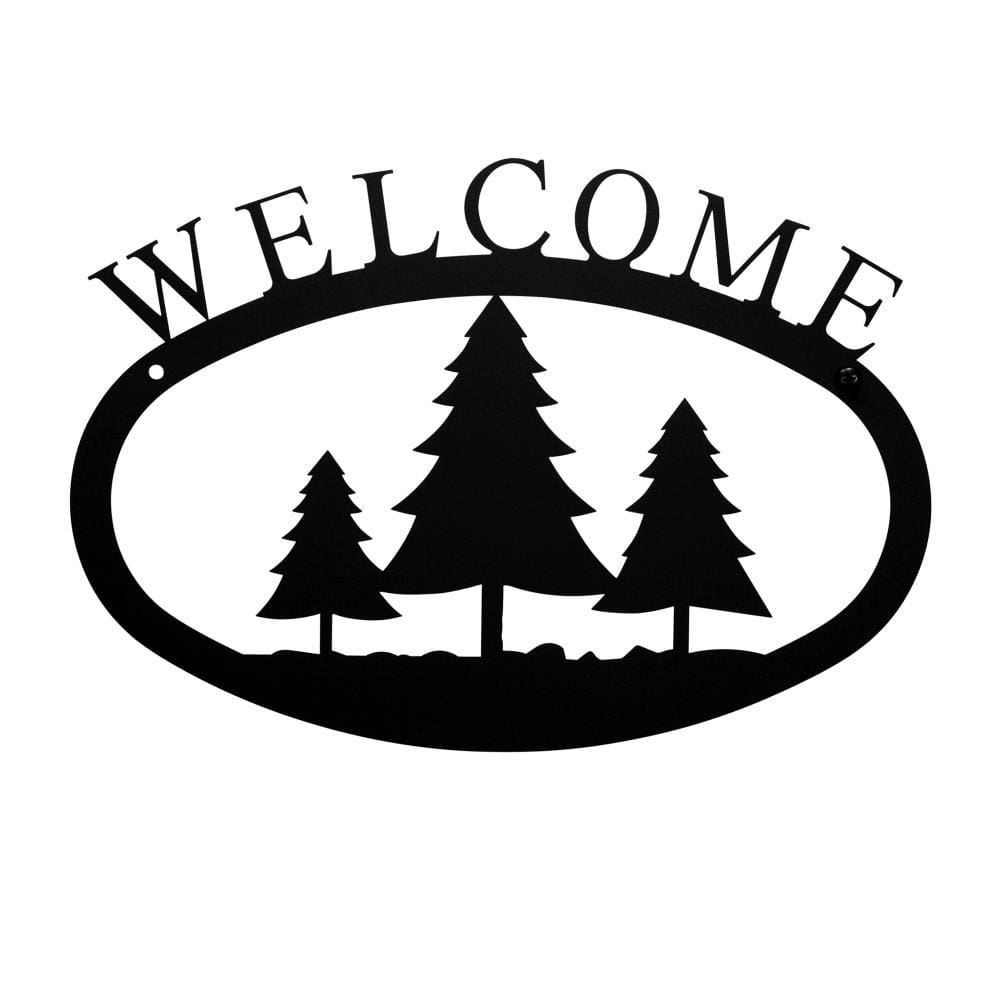 Wrought Iron Small Pine Trees Welcome Home Sign Small